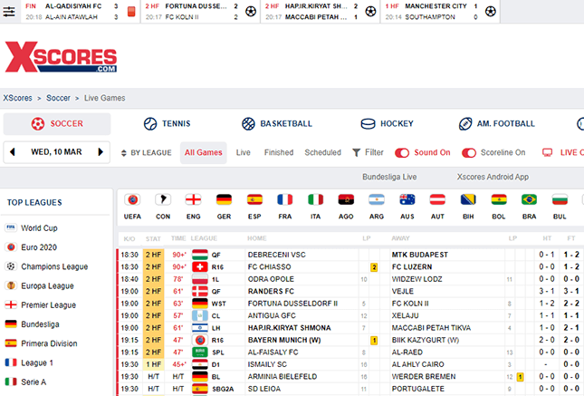 Top 3 football live score sites